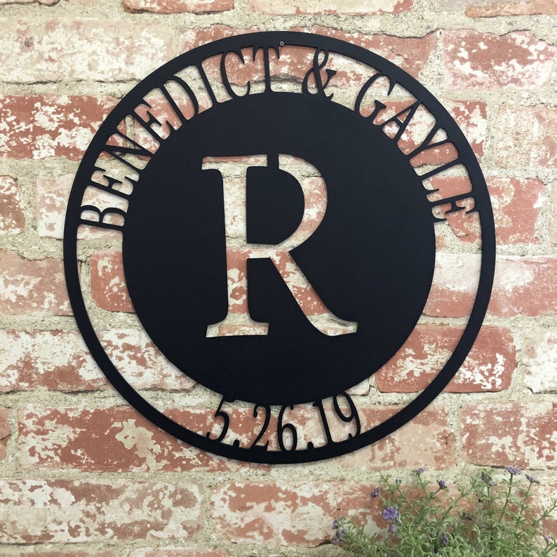 Block Initial Family Name Metal Sign, Housewarming Gift, Door Hanger ...