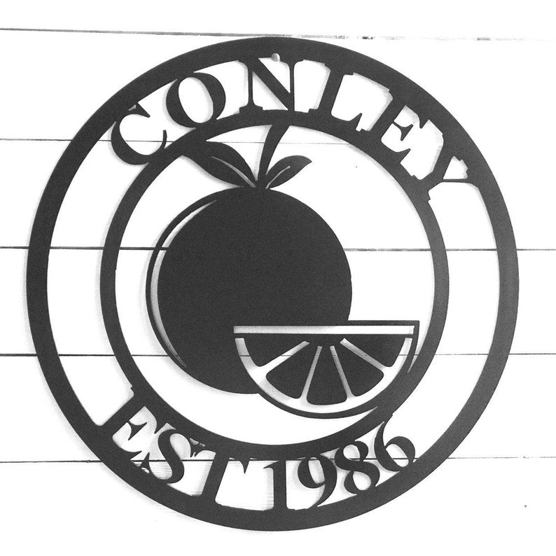 Citrus Family Name Metal Sign, Orange Metal Art, Agricultural Metal ...