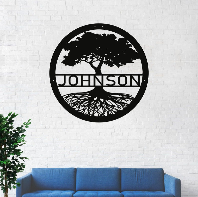 Metal Family Tree Decor, Family Name Sign, Metal Wall Art, Tree Of Life ...