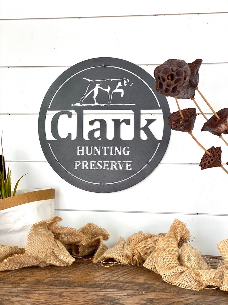 Hunting Preserve Personalized Sign, Hunting Dog, Bird Dog Metal Sign ...