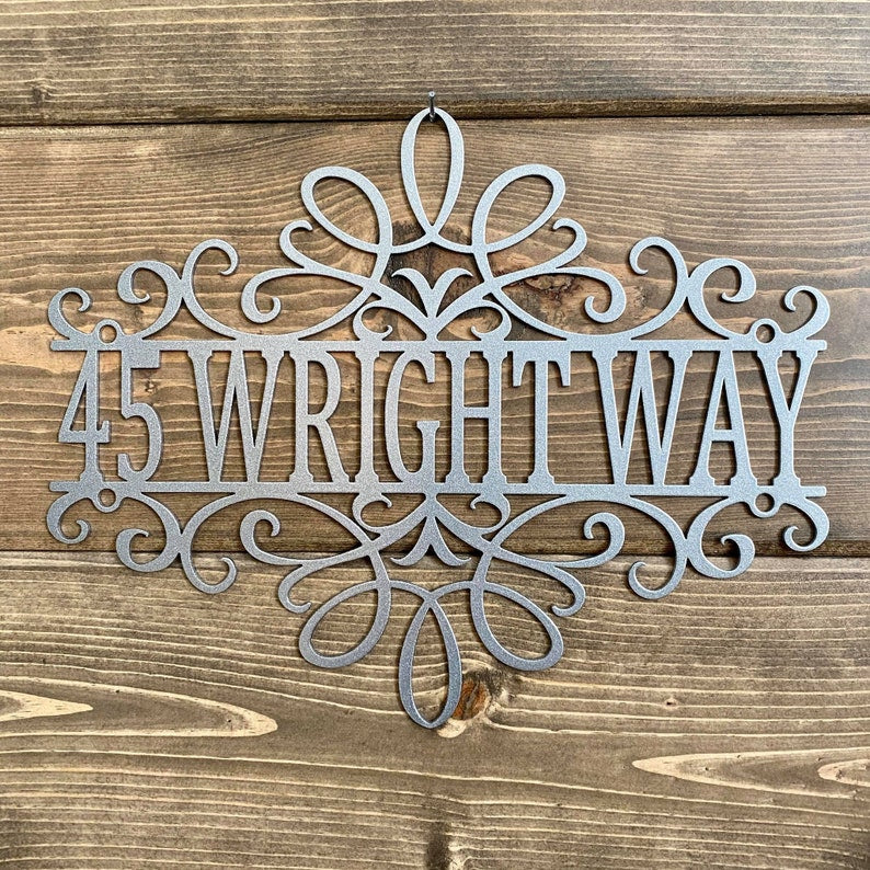 Filigree Personalized Address Sign, Custom Metal Sign | Nalaprint
