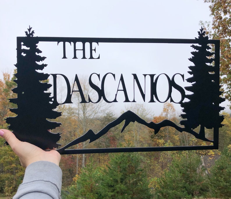 Family Name Sign, Mountain Metal Last Name Sign, Custom Metal Name Sign ...