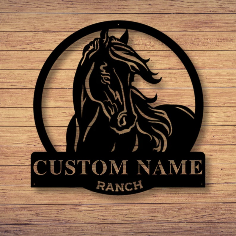 Custom Horse Sign, Metal Ranch Sign, Farmhouse Decor, Outdoor Family ...