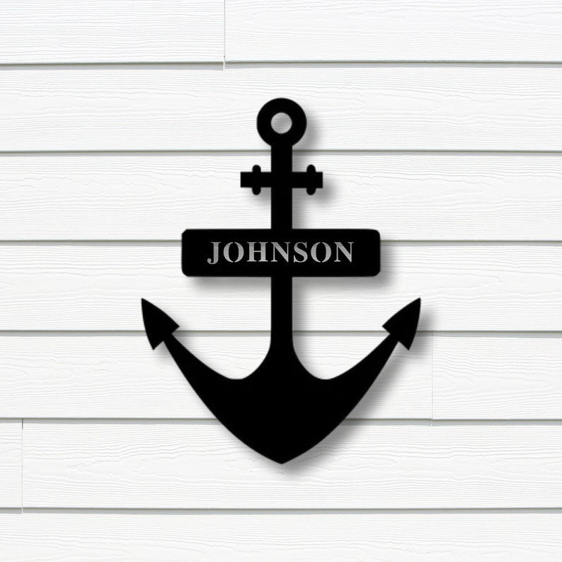 Custom Family Name Anchor Sign, Metal Anchor Sign, Home Decor, Outdoor ...