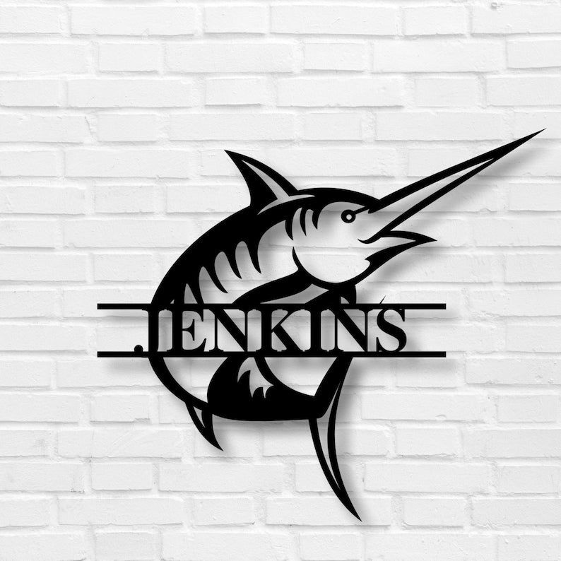 Custom Marlin Sign, Metal Fish Sign, Personalized Name Fish Sign, Gift ...