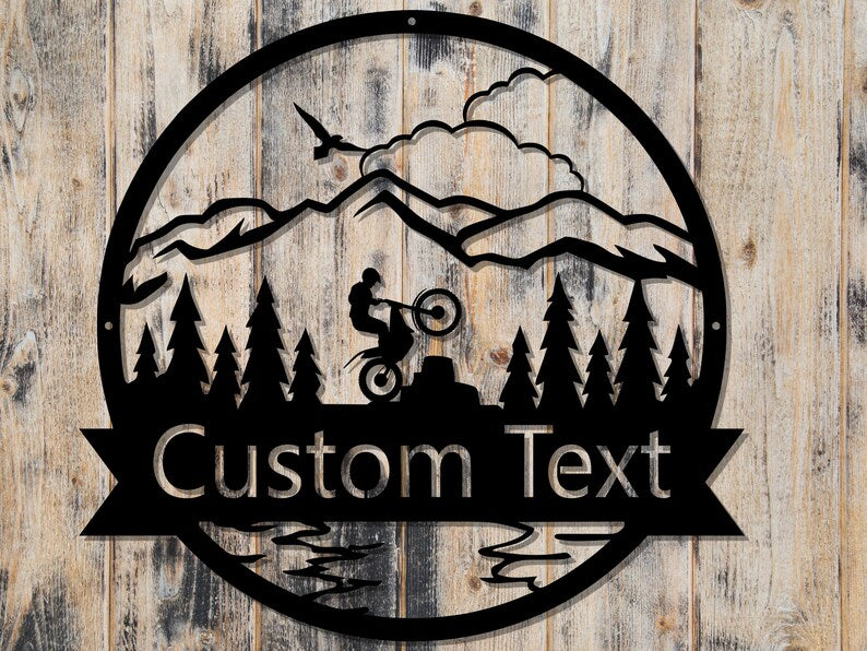 Dirt Bike Monogram Steel Sign, Custom Sign, Monogram Sign, Wedding Gift ...