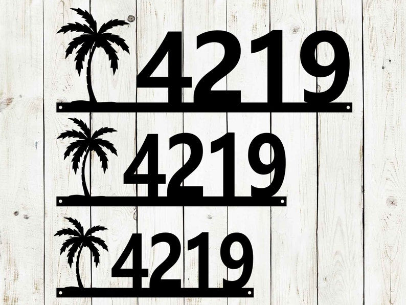 Palm Tree Custom Address Monogram Metal Sign, Address Plaque, Custom ...
