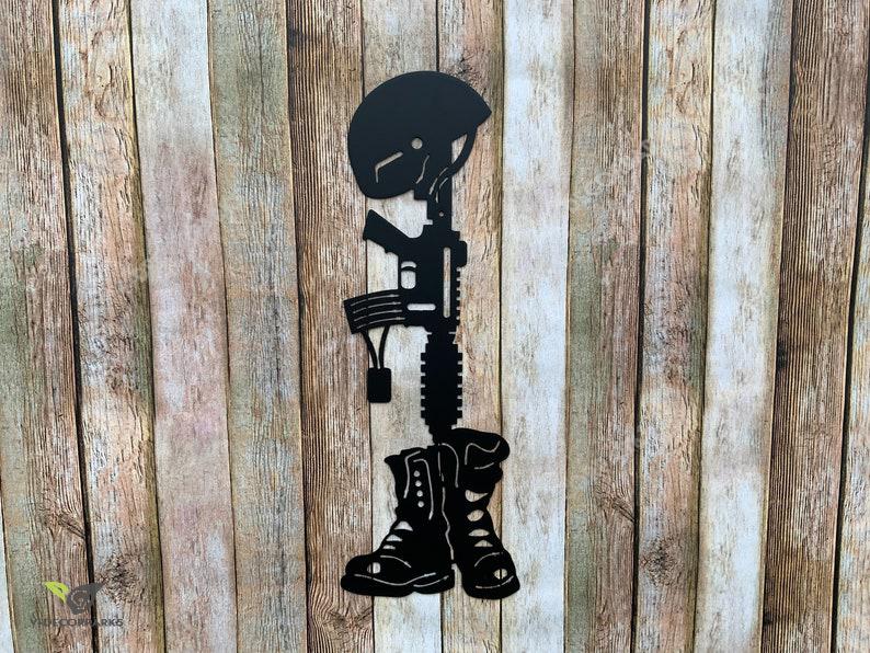 Fallen Military Soldier Metal Art - Personalized - Custom - Wall Art - Wall Decor - Signage ...