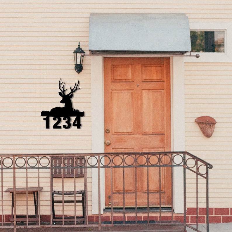Metal Deer House Number Sign, Personalized Address Plaque, Custom ...
