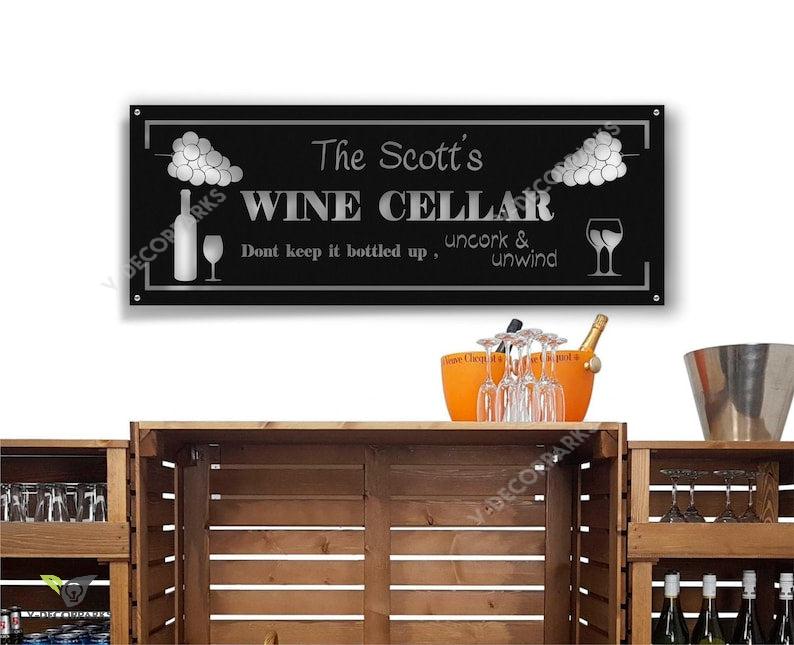 Personalized Wine Cellar Sign, Metal Wall Sign, Custom Metal Sign ...