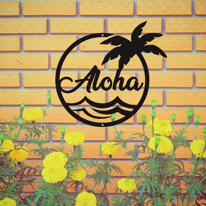 Metal Wall Art Decor, Hawaii Aloha Sign, Custom Hanging Personalized ...