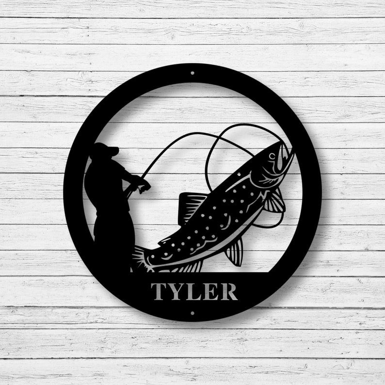 Custom Fish Sign, Metal Name Sign, Farmhouse Decor, Outdoor Family Name ...
