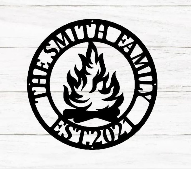 Personalized Campfire Family Name Sign, Metal Wall Decor, Monogram Name ...