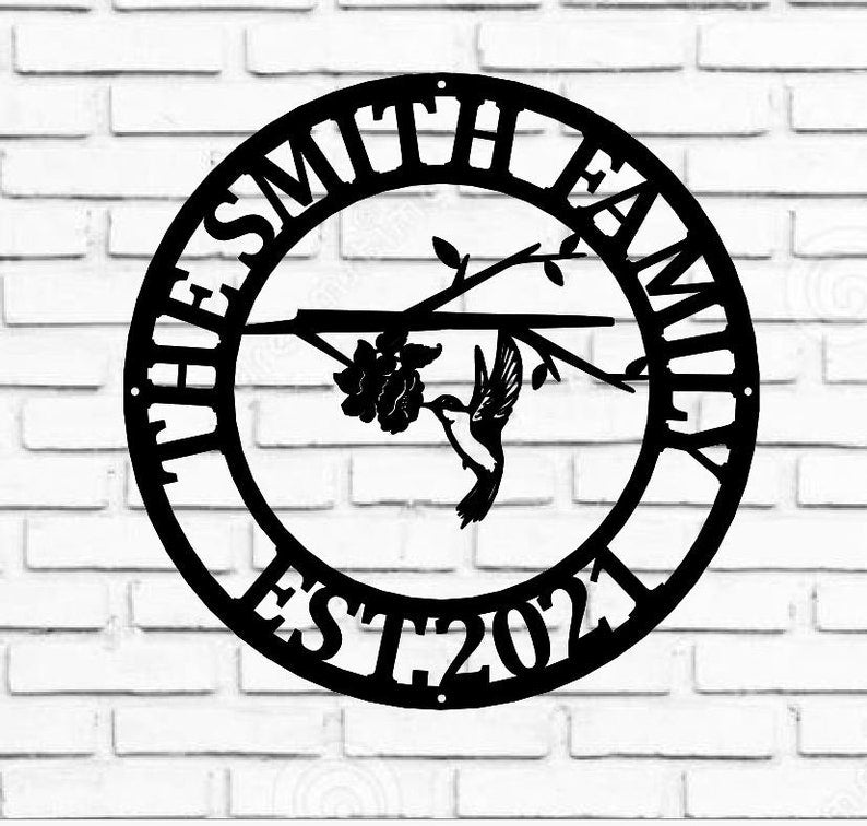 Hummingbird Metal Sign, Custom Hummingbird Family Name Sign ...