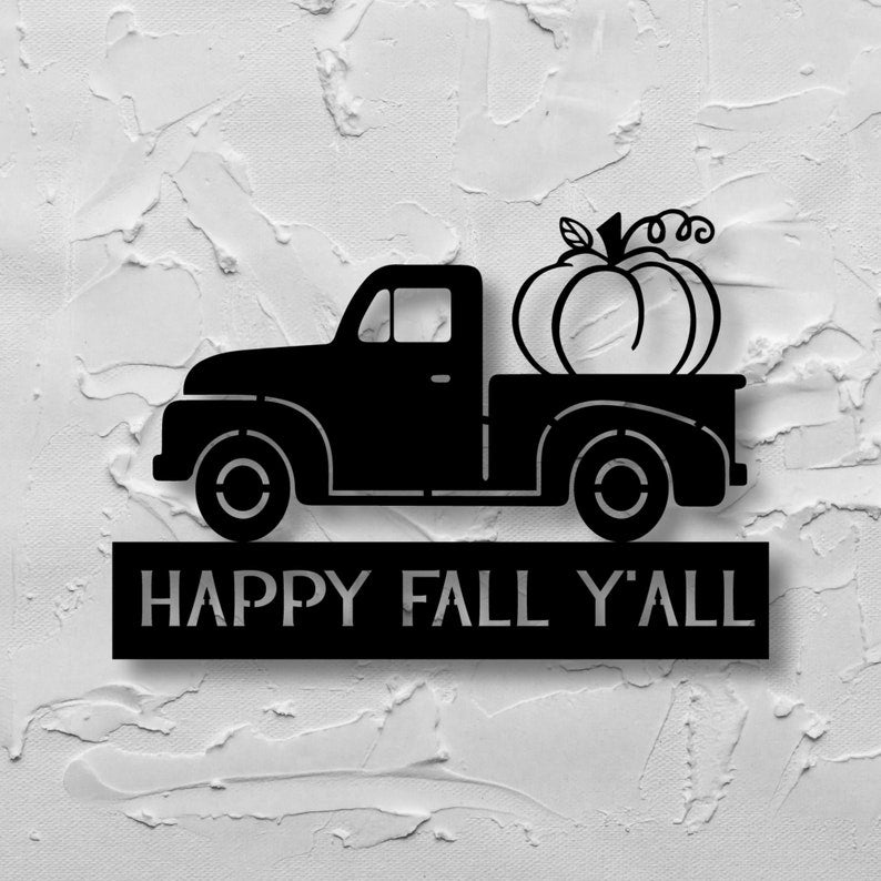 Fall Pumpkin Truck Metal Sign, Metal Wall Art, Fall Porch Decor ...