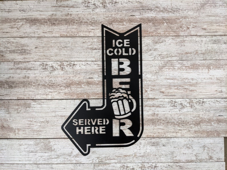 Cold Beer Sold Here Metal Sign, Custom Sign For Your Man Cave, Wet Bar ...