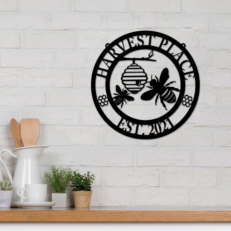 Bee Farm Cut Metal Sign, Bee Keepers Metal Wall Art, Personalized Metal ...
