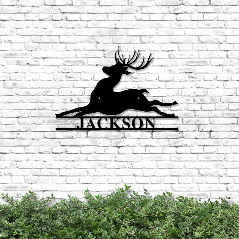 Deer Antler Laser Cut Metal Sign, Personalized Deer Name Sign, Deer ...