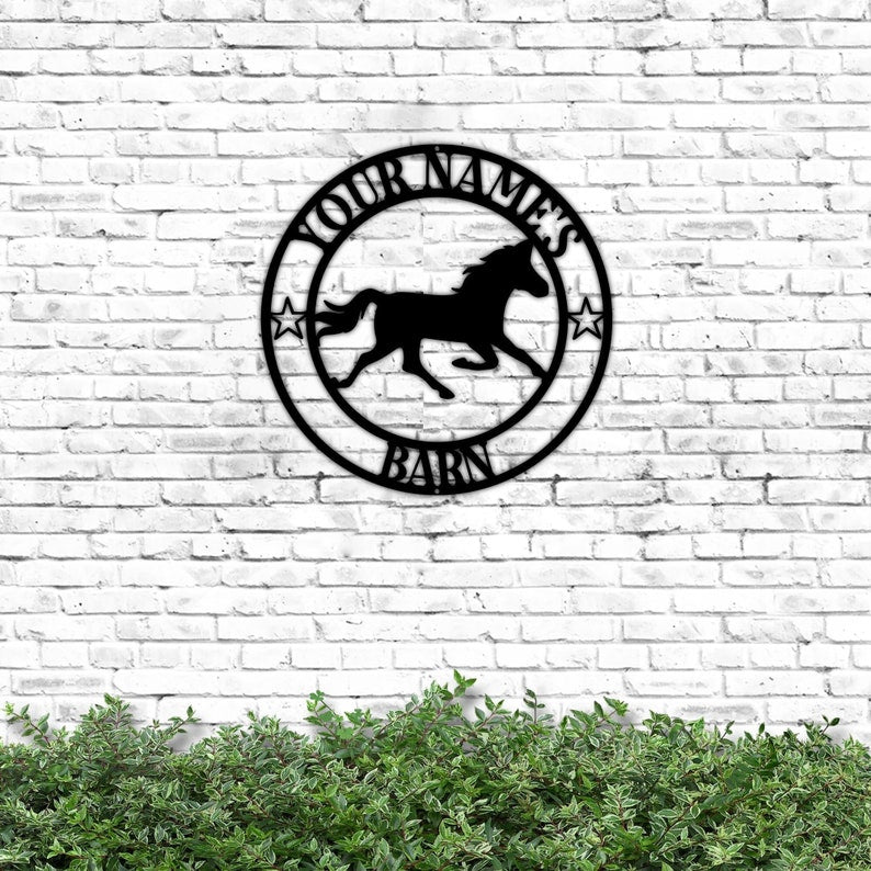 Custom Horse Barn Cut Metal Sign, Horse Ranch Metal Wall Art, Horse ...
