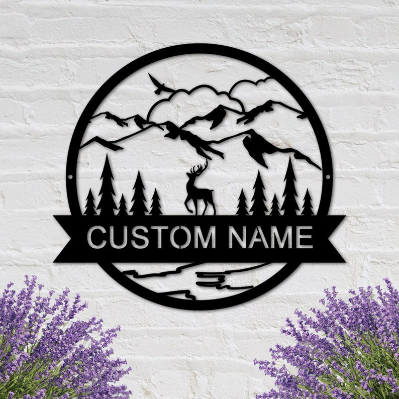 Custom Buck Deer Elk Stag Name Sign Personalized Name Metal Signs ...