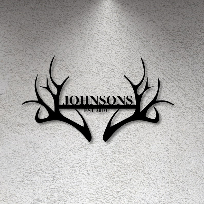 Deer Sign, Metal Name Antler Sign, Gift For Hunter, Farmhouse Decor ...
