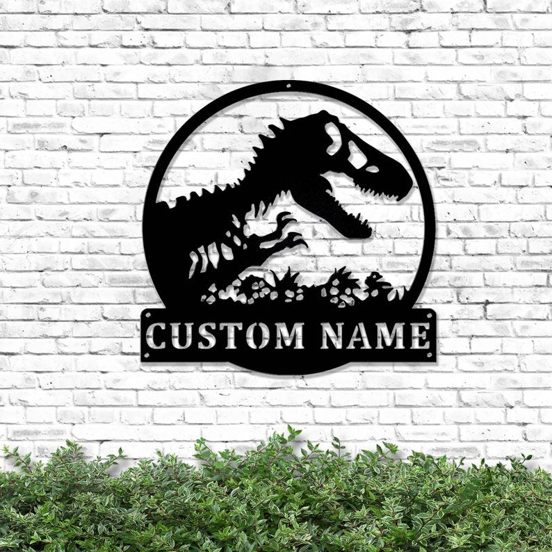 Personalized Dinosaur Metal Sign, Dinosaur Wall Sign, Dinosaur Lover ...
