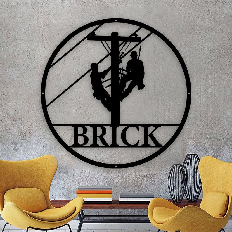 Personalized Lineman Metal Wall, Custom Lineman Last Name, Power ...