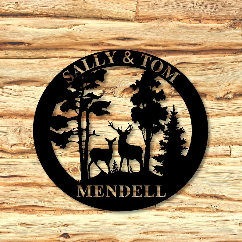 Deer Sign, Metal Name Deer Sign, Gift For Hunter, Cabin Decor ...