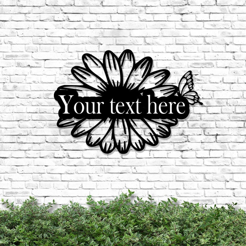 Custom Name Sunflower Metal Sign, Flower Metal Sign, Garden Metal Sign ...