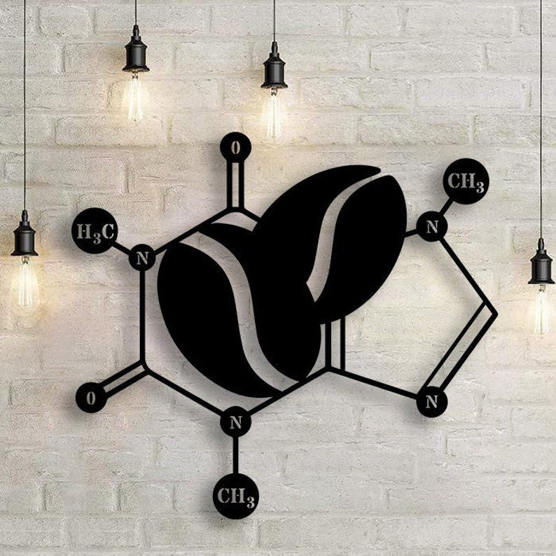 Caffeine Molecule Metal Wall Decor, Science Metal Wall Art, Biology ...