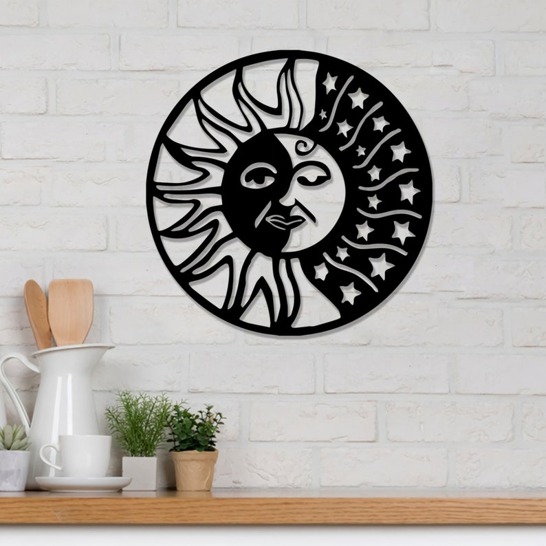 Twilight Moon Metal Sign, Moon And Sun Metal Sign, Gift For New Home ...