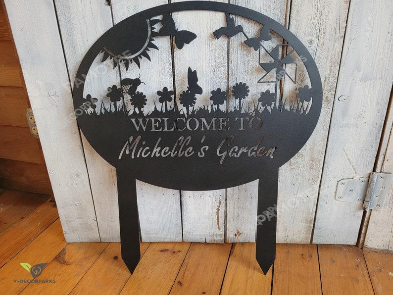 Metal Sign For Garden, Personalized Garden Sign, Custom Garden Sign On ...