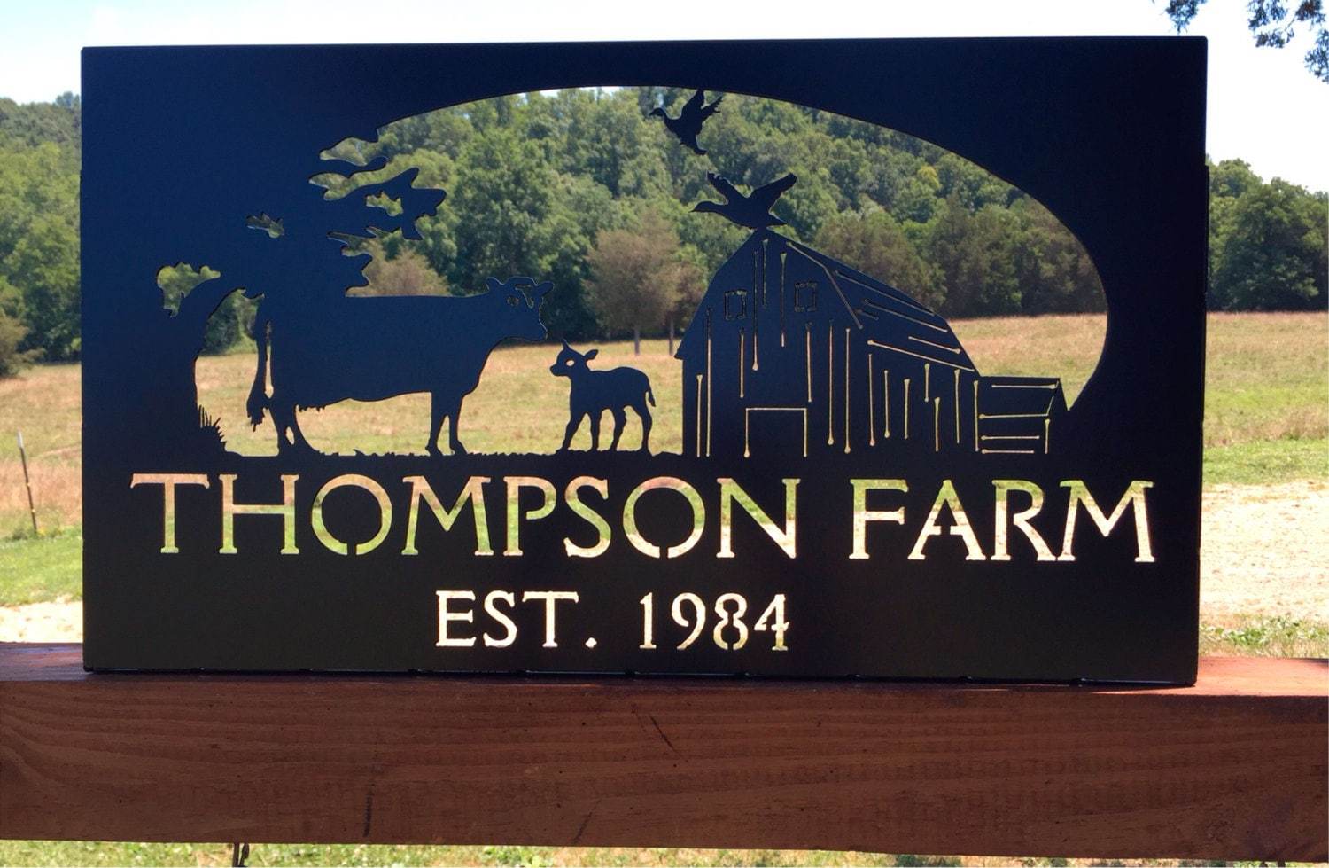 Custom Metal Farm Sign On Base With Your Name, Metal Wall Art, Metal ...
