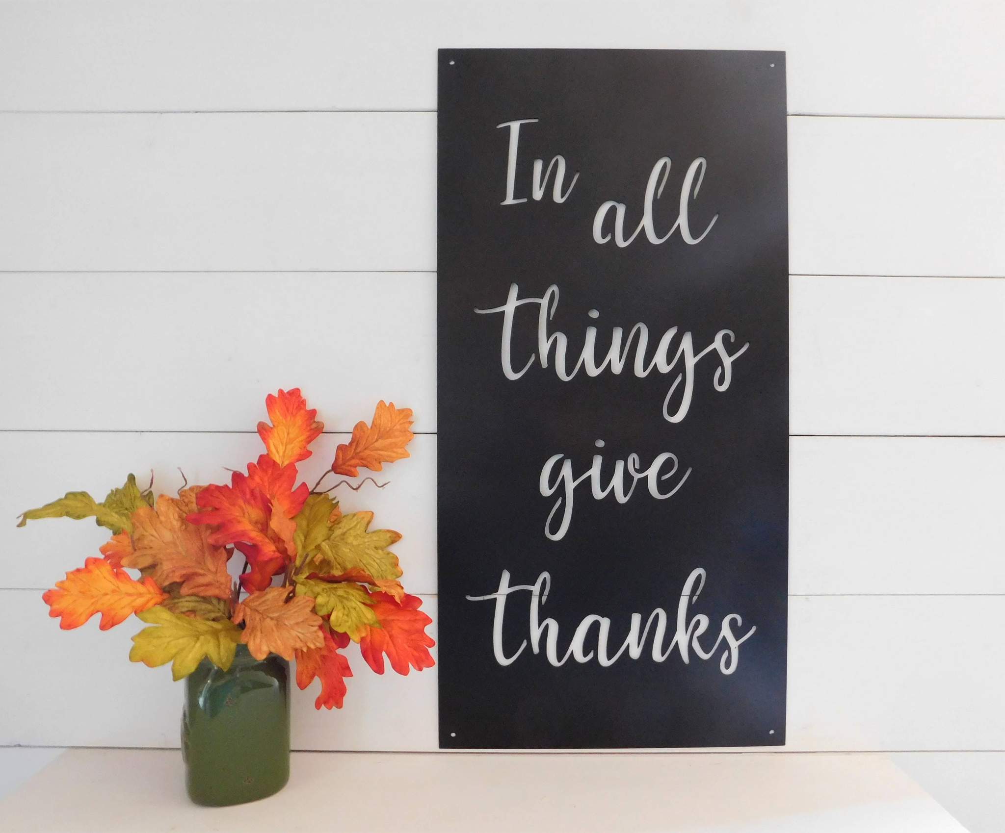 In All Things Give Thanks, Metal Sign, Metal Wall Art, Fall Decor ...