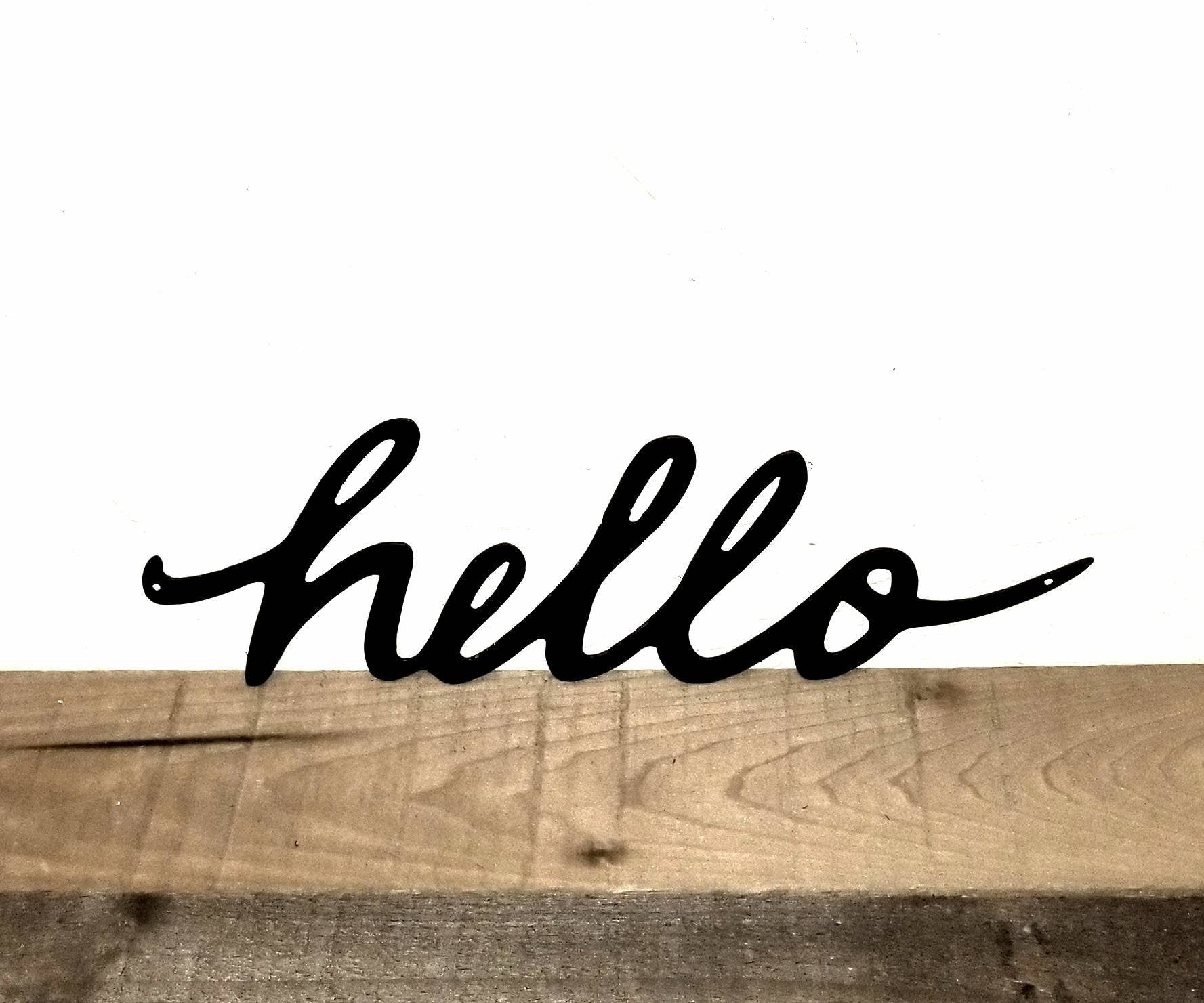 Metal Hello Sign, Script Words For The Wall, Metal Rustic Word Art ...