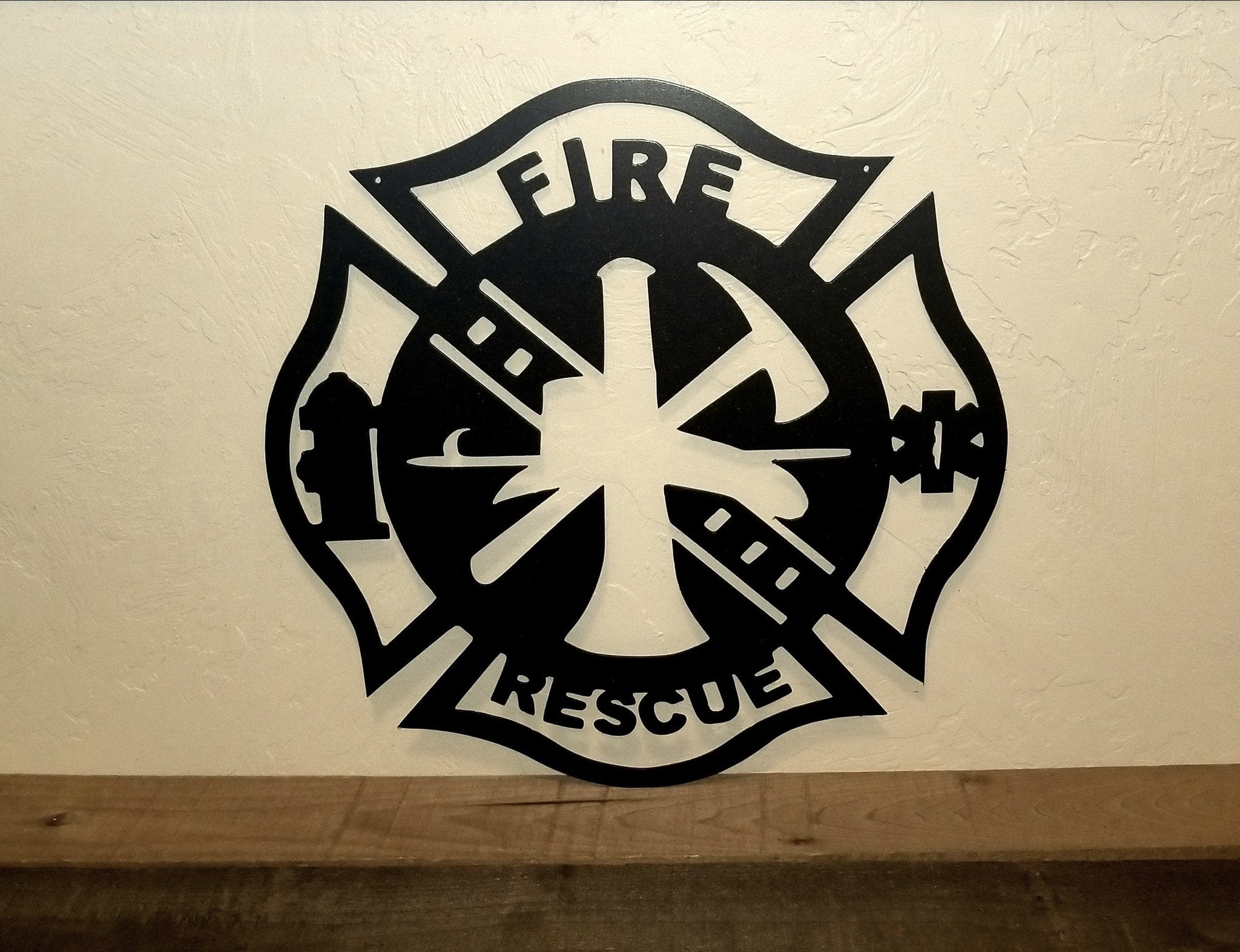 Fire Department Metal Sign, Maltese Badge Metal Wall Art, Fire Dept ...