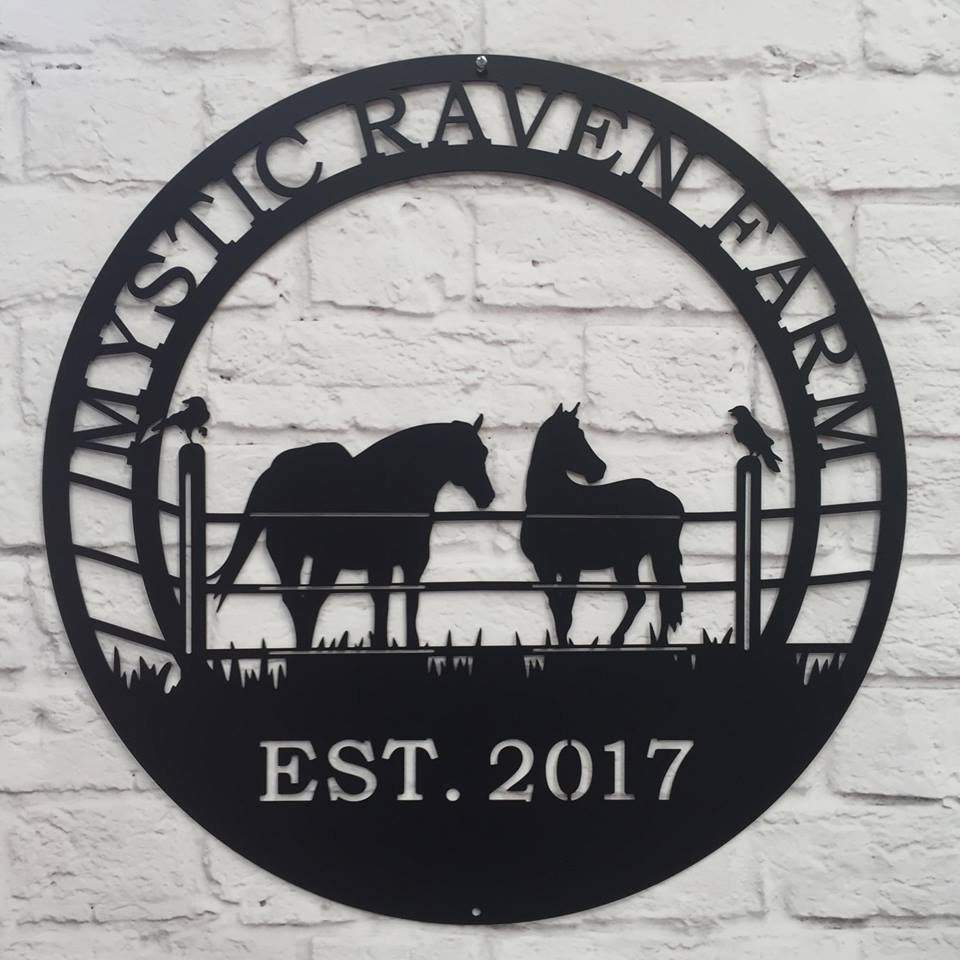 Raven Horse Ranch Sign, Cut Metal Sign, Metal Wall Art, Metal House ...