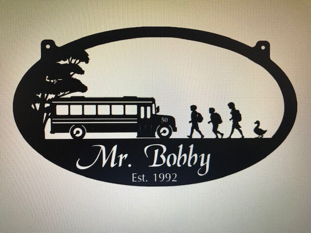 Metal School Bus Driver Metalsign, Customized With Your Name, Metal ...