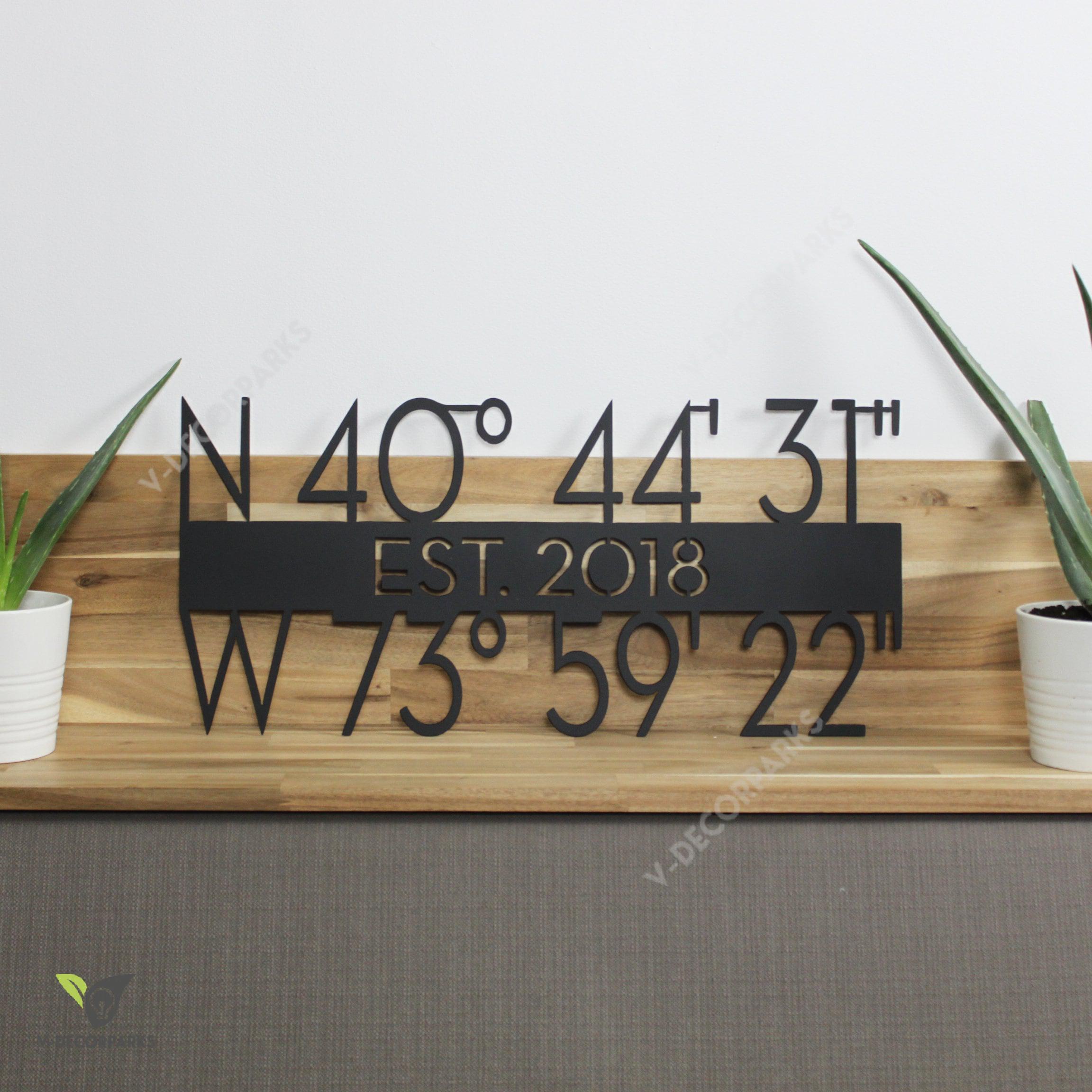 Gps Coordinates Sign, Latitude Longitude Signs, Wedding Gift ...
