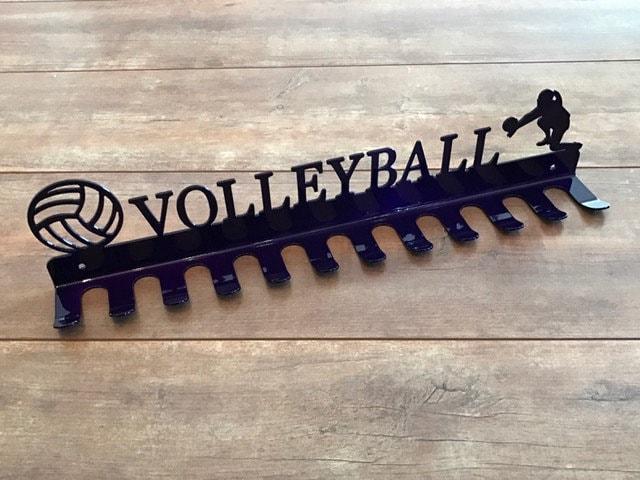 Volleyball- Medal Hanger Holder Display Rack 12 Hooks, Cut Metal Sign ...