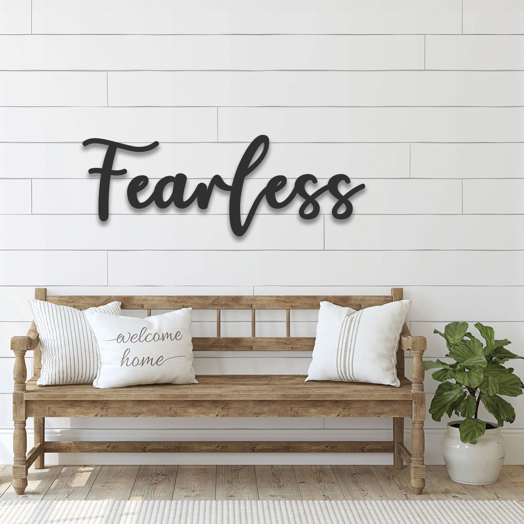Fearless Sign, Fearless Metal Word, Inspirational Wall Art, Metal ...