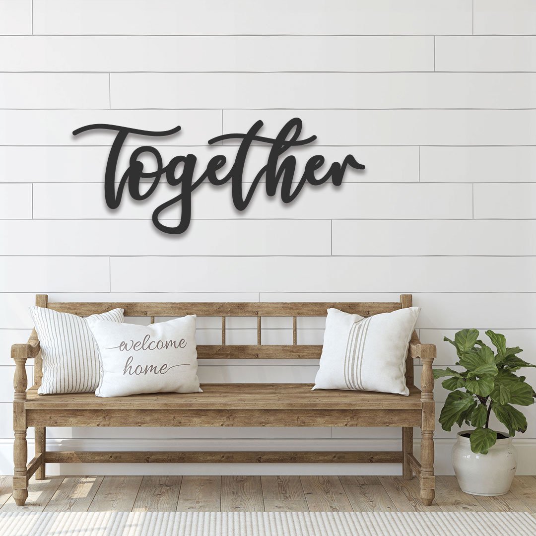 Together Sign, Together Metal Word, Dining Room Wall Art, Metal Cursive ...
