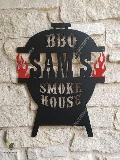 Personalized Bbq Metal Sign, Established, Smokehouse Sign, Family Sign ...