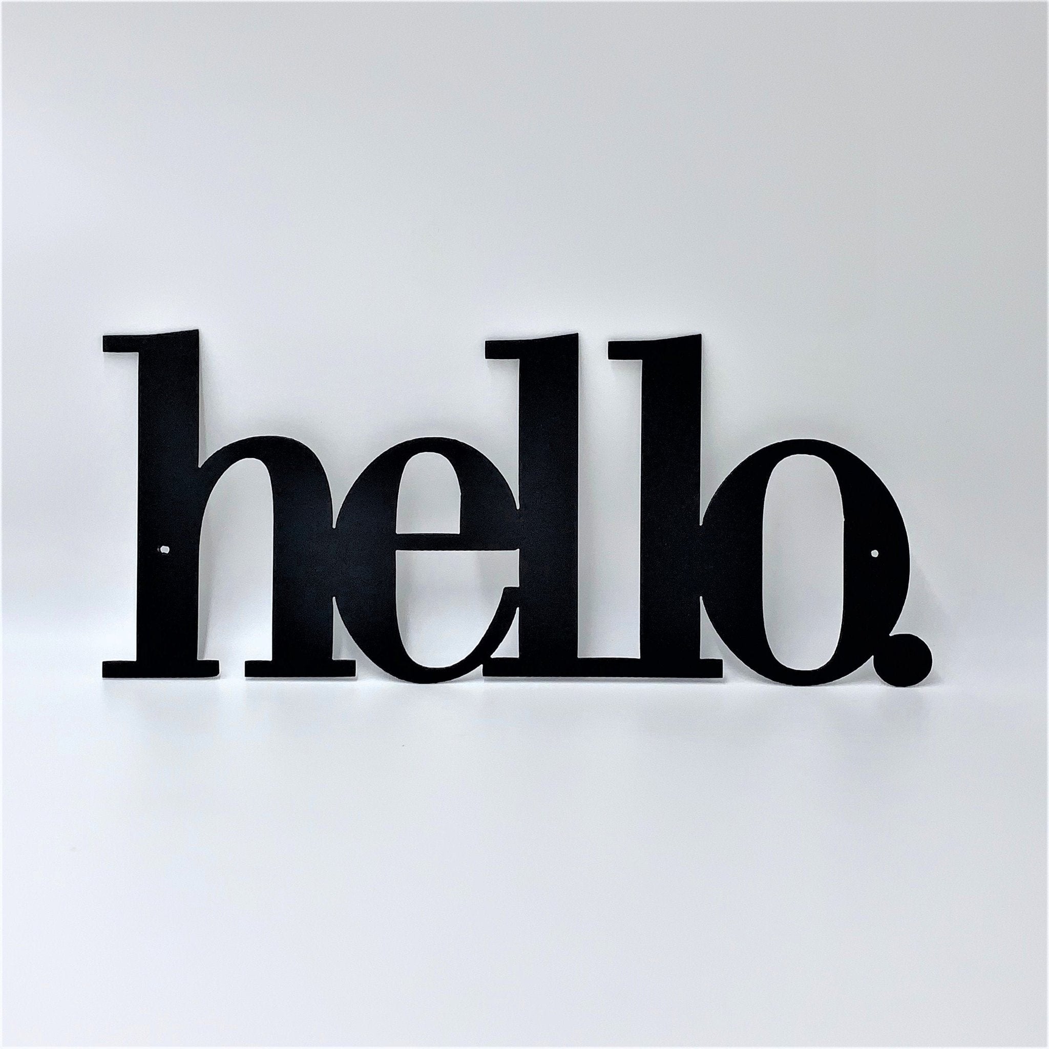 Hello Sign, Metal Hello Sign, Black Metal Hello Sign, Metal Wall Decor ...