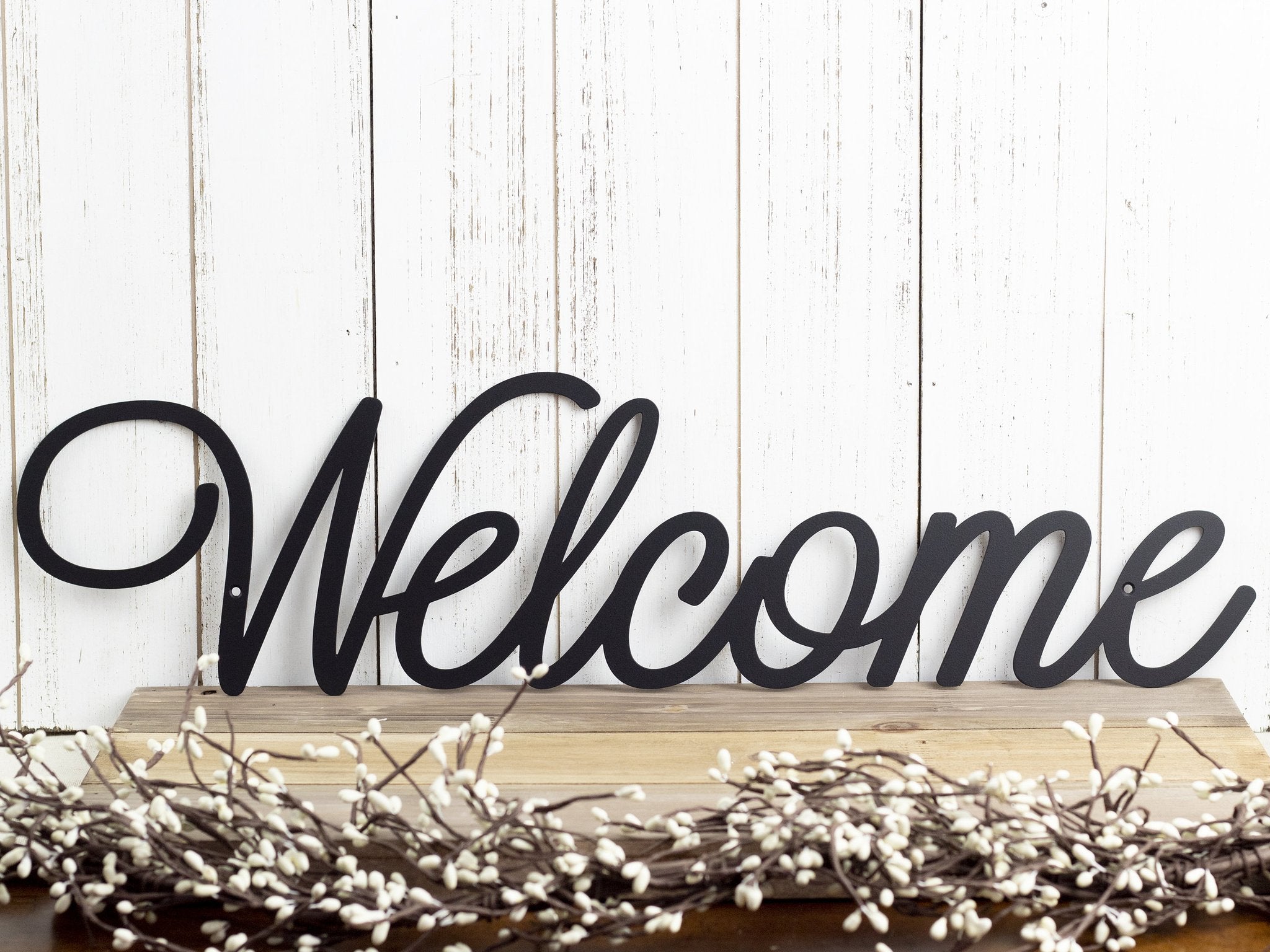 Welcome Sign, Metal Wall Art, Metal Sign, Wall Decor, Welcome, Script ...