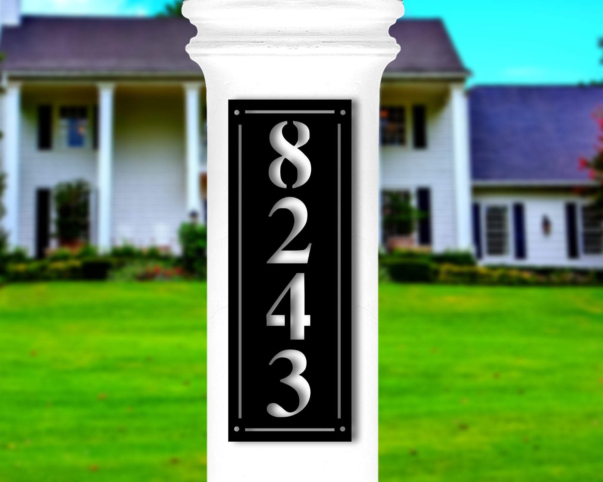 Metal Address Plaque, Metal Address Sign, House Numbers, Vertical ...