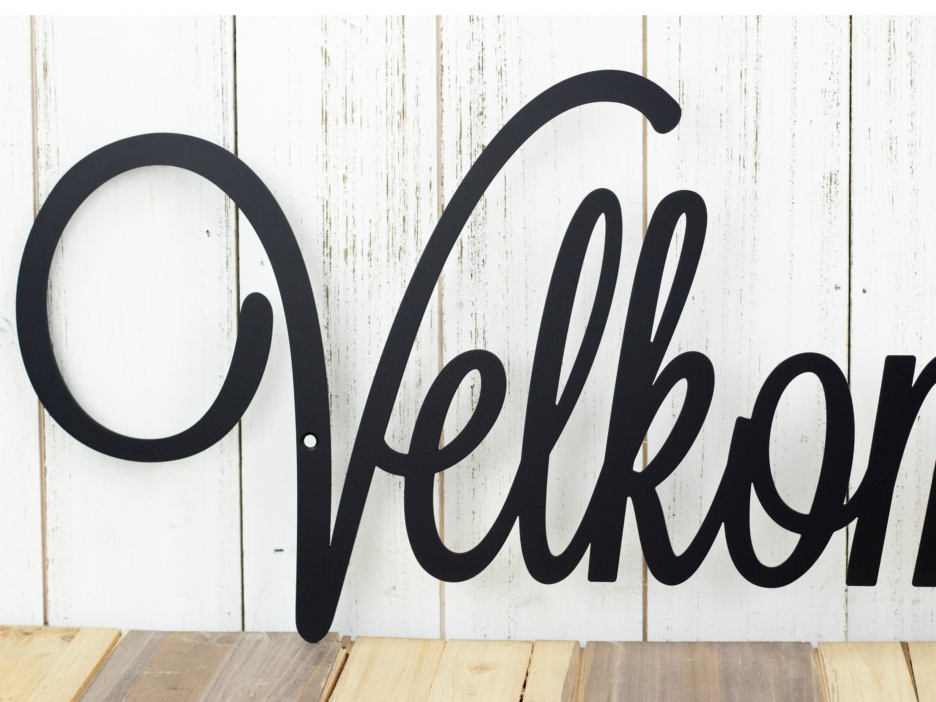 Velkommen Script Metal Sign - Norwegian Welcome, Black, Word Art, Wall ...