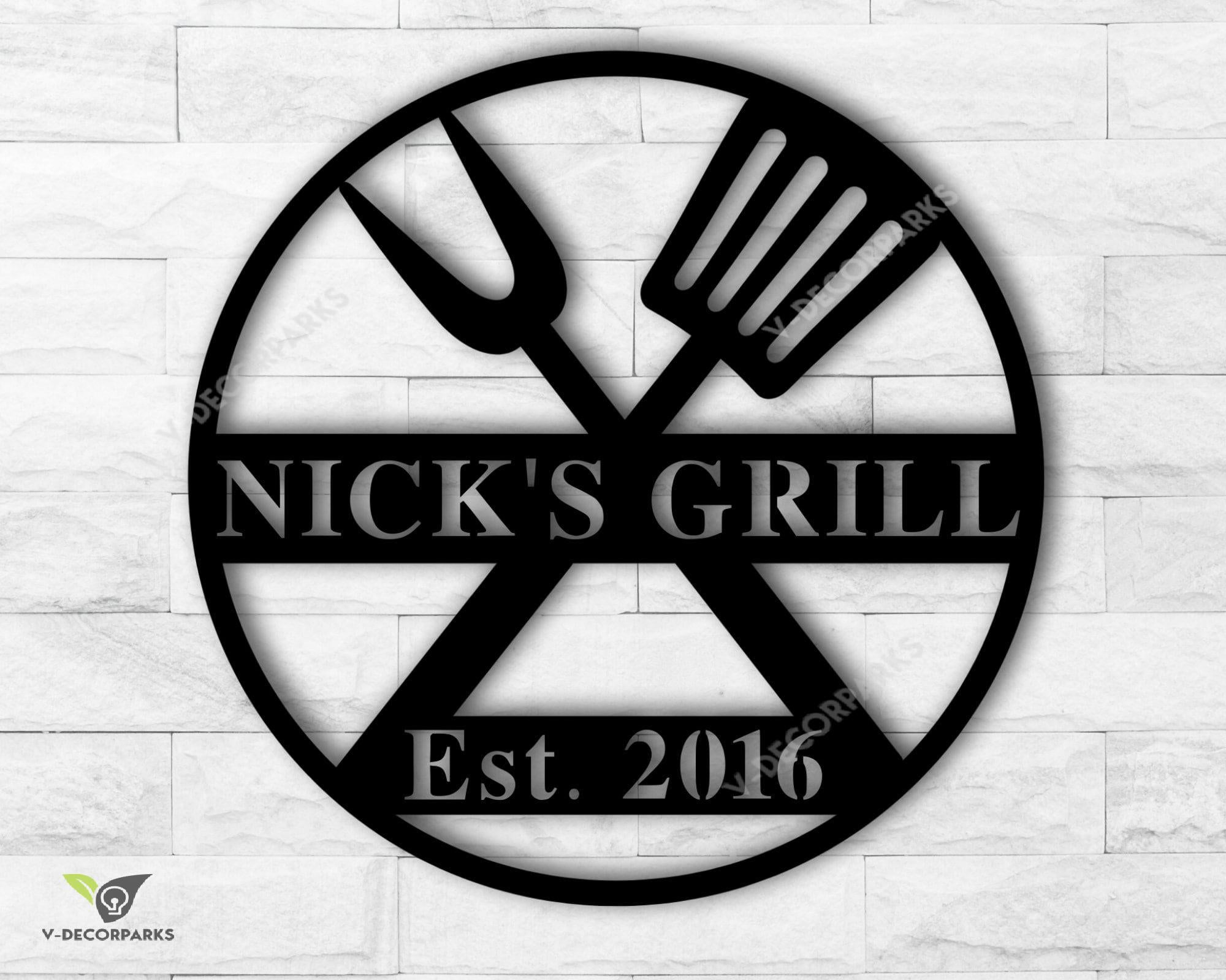 Personalized Bbq Sign, Grilling Gifts, Outdoor Kitchen Metal Sign ...