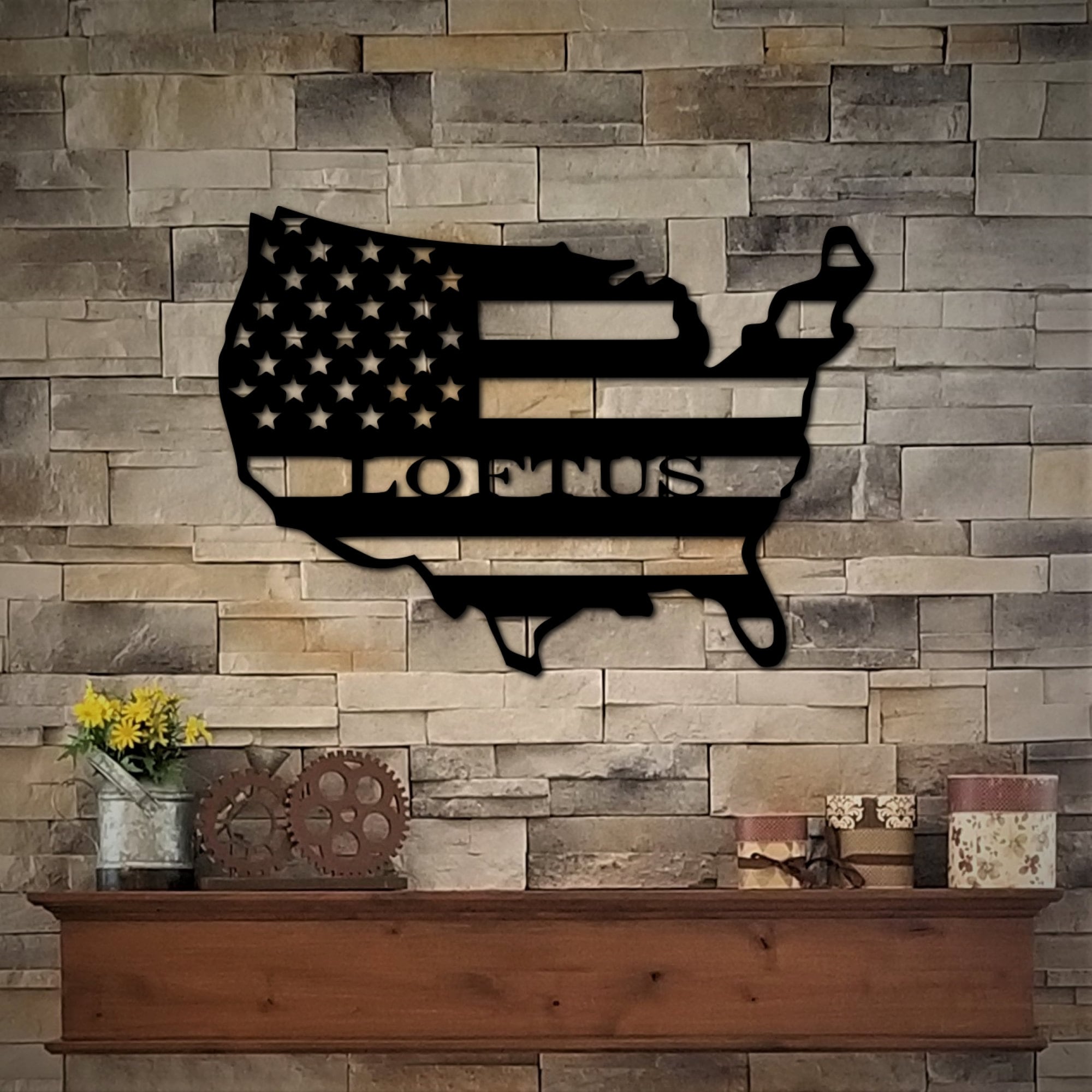 American Flag Metal Sign With Last Name, Usa Flag Wall Art, U.s. Flag ...
