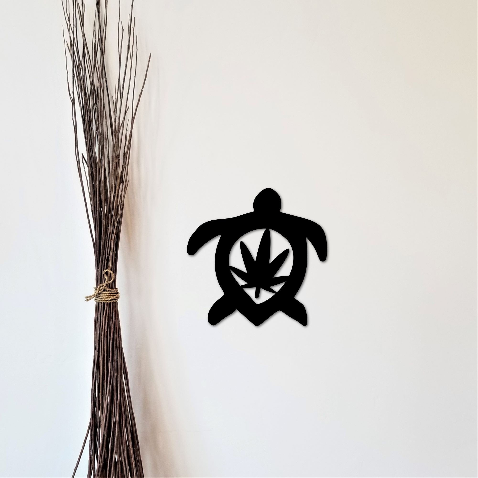 Metal Turtle With Marijuana Leaf, Hawaiian Wall Hanging, Sea Life Art ...